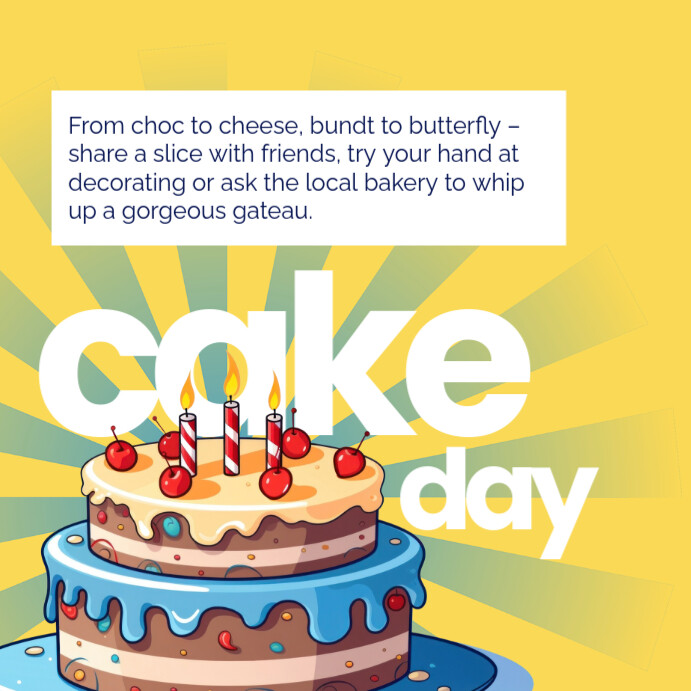 Illustrative Cake Day Instagram Post Template | PosterMyWall