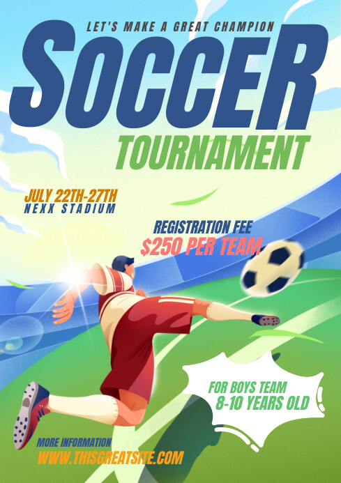 Illustrative Cartoon Soccer Tournament For Bo Template | PosterMyWall