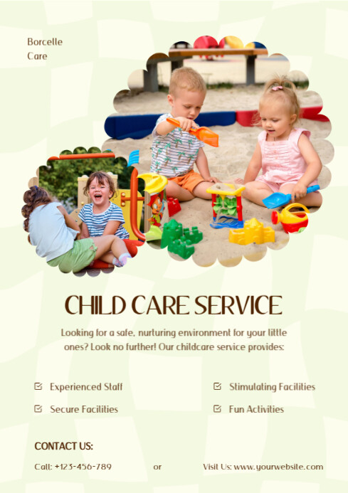 Illustrative Child Care Service Ad Flyer Design A4 Template | PosterMyWall