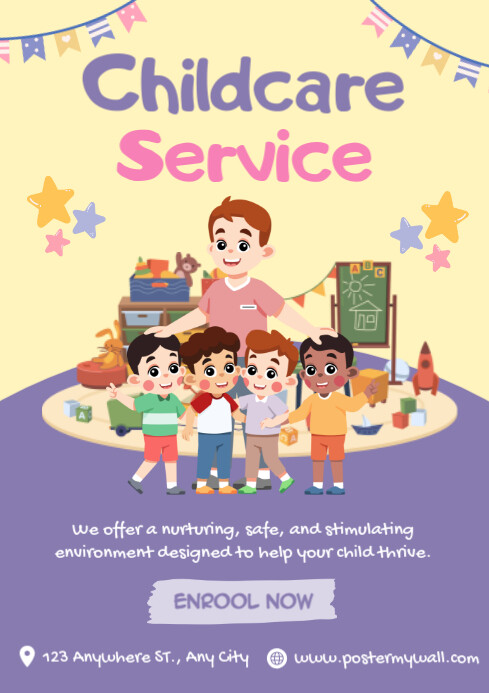Illustrative Childcare Service A4 Template | PosterMyWall