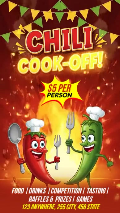 Illustrative Chili Cook Off Invitation Instagram Story Template ...