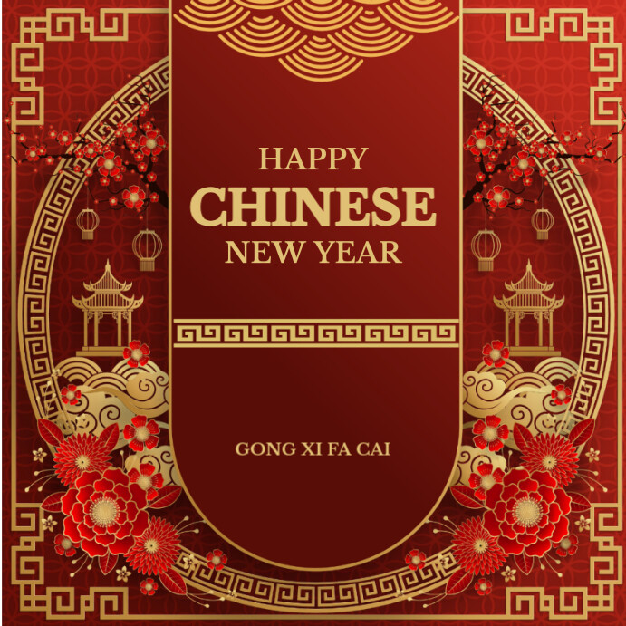 Illustrative Chinese New Year - Gong Xi Fa Cai Instagram Post Template | PosterMyWall