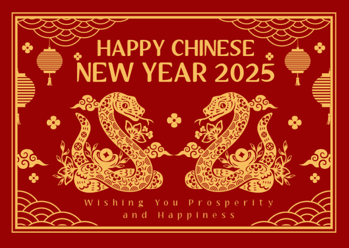 Illustrative Chinese New Year Greeting Card Template | PosterMyWall