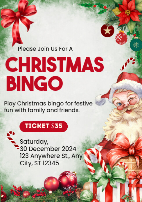Plantilla de Illustrative Christmas Bingo A4 | PosterMyWall