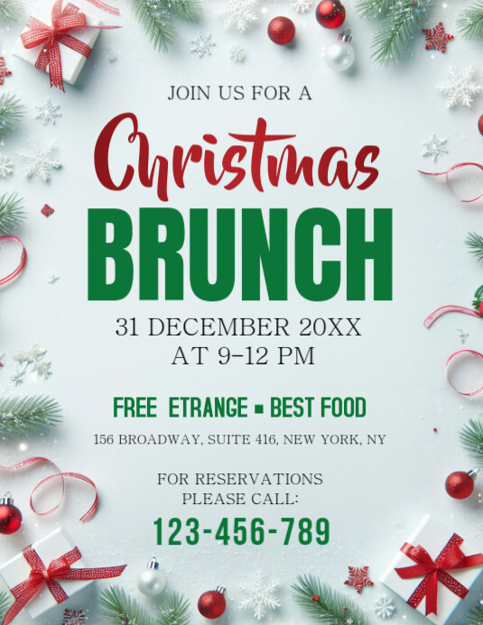 Illustrative Christmas Brunch Invitation Flyer (us Letter) Template ...