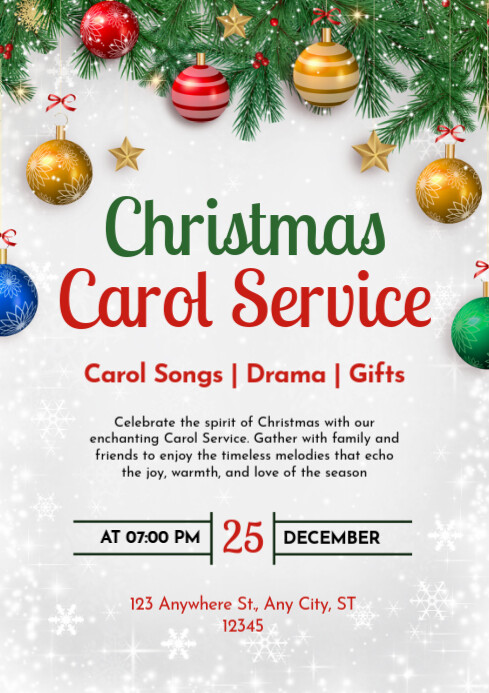 Illustrative Christmas Carol Service A4 Template | PosterMyWall
