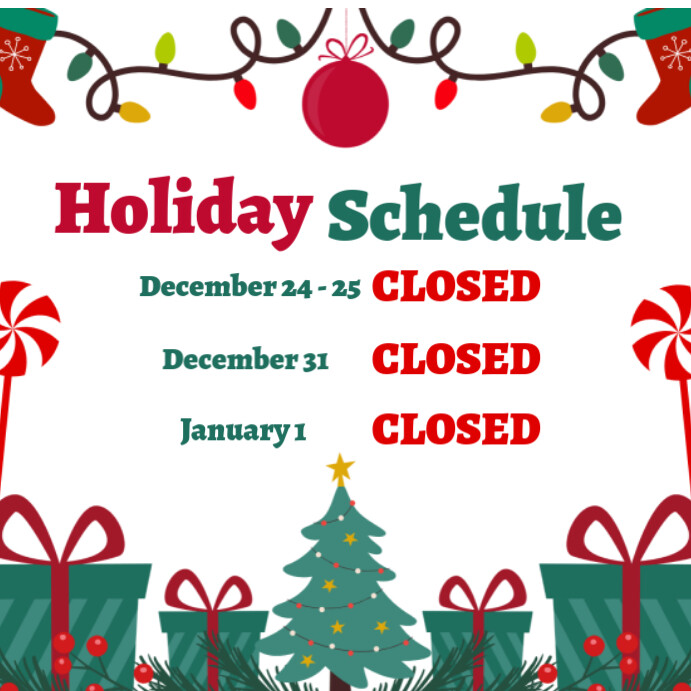 Illustrative Christmas Closure Dates Instagram Post Template | PosterMyWall