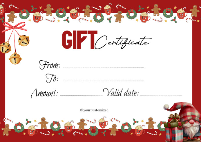 Illustrative Christmas Gift Certificate Postcard Template | PosterMyWall