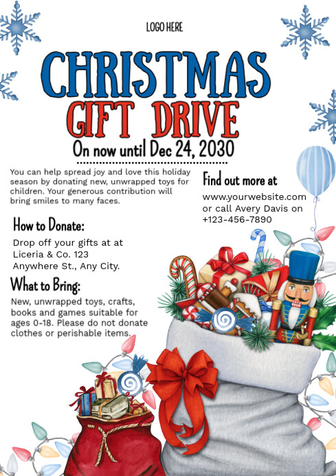 Copy of Illustrative Christmas Gift Drive A4 | PosterMyWall