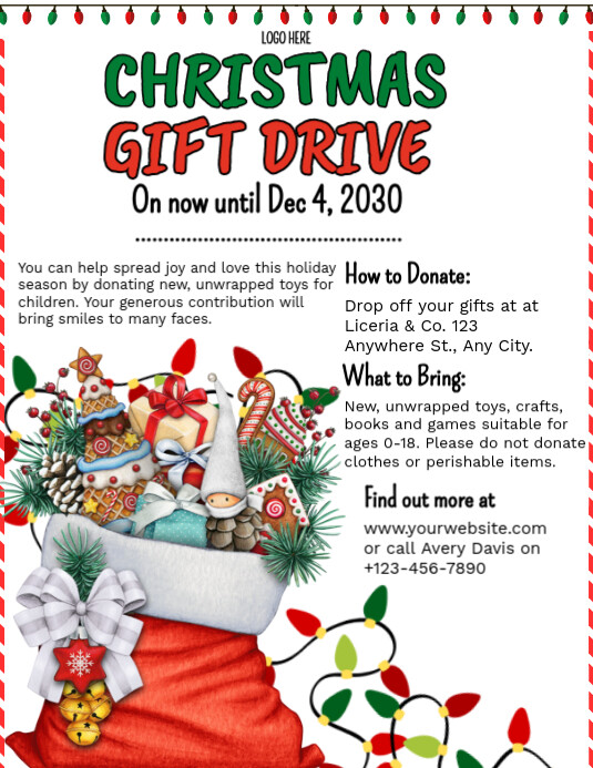 Illustrative Christmas Gift Drive Flyer (us Letter) Template | PosterMyWall