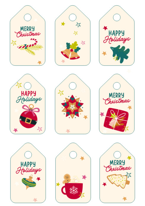 Illustrative Christmas Gift Tag A4 Template | PosterMyWall