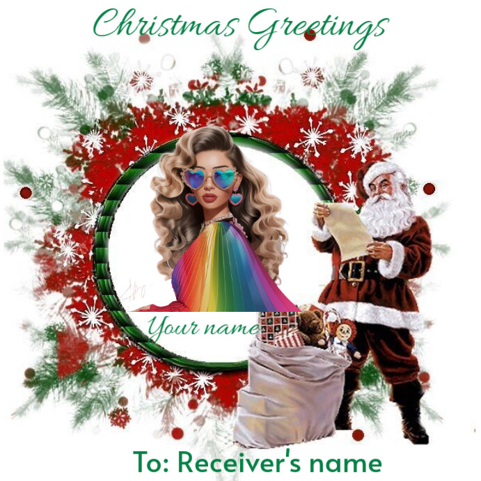 Illustrative Christmas Greetings Frame Template Instagram Post ...