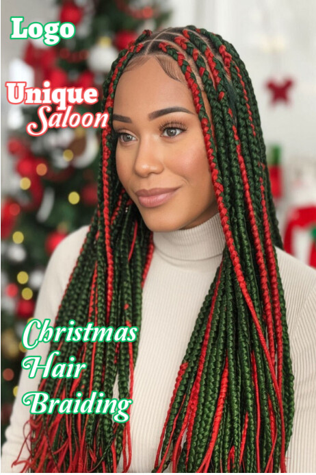 Illustrative Christmas Hair Braiding Template Poster | PosterMyWall