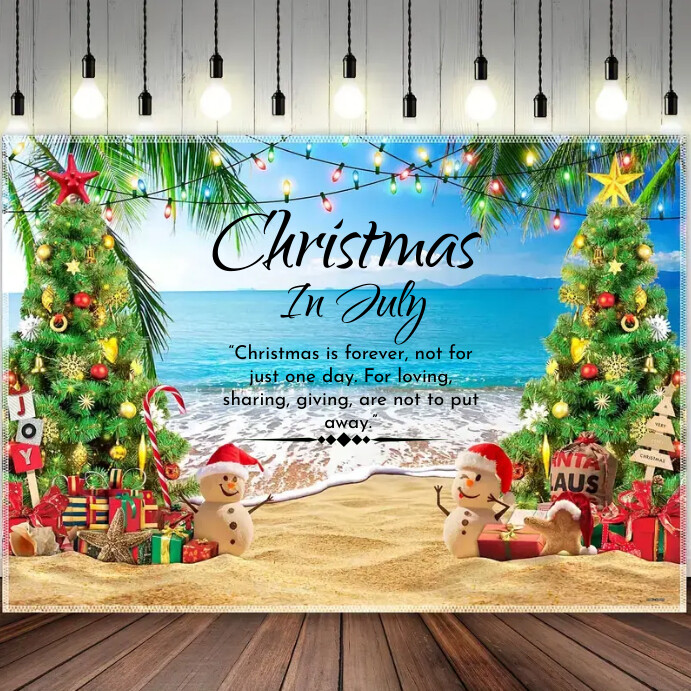 Illustrative Christmas In July Instagram Post Template | PosterMyWall