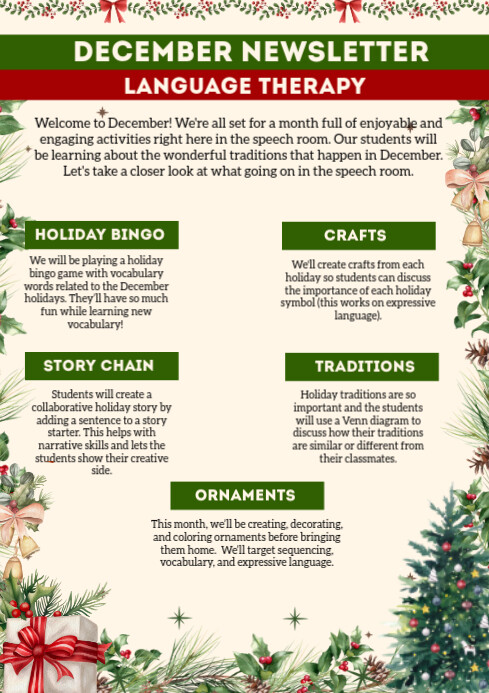 Illustrative Christmas Newsletter A4 Template | PosterMyWall