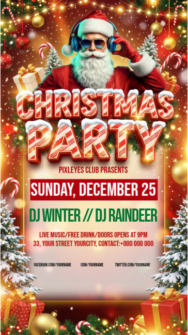 Illustrative Christmas Party Invitation Instagram Story Template ...