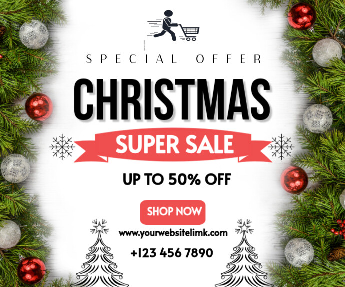 Illustrative Christmas Super Sale Medium Rectangle Template | PosterMyWall