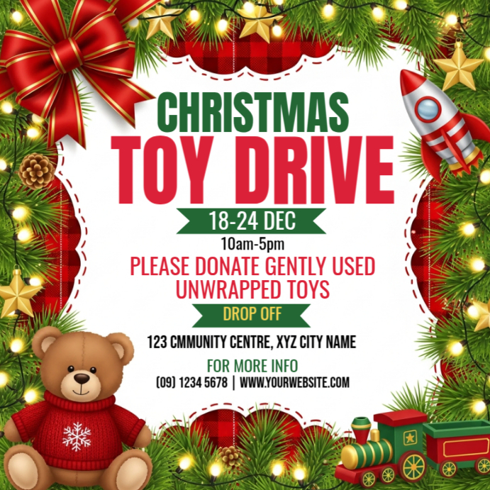 Plantilla de Illustrative Christmas Toy Drive Instagram Post | PosterMyWall