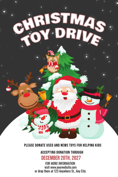 Plantilla de Illustrative Christmas Toy Drive Poster | PosterMyWall