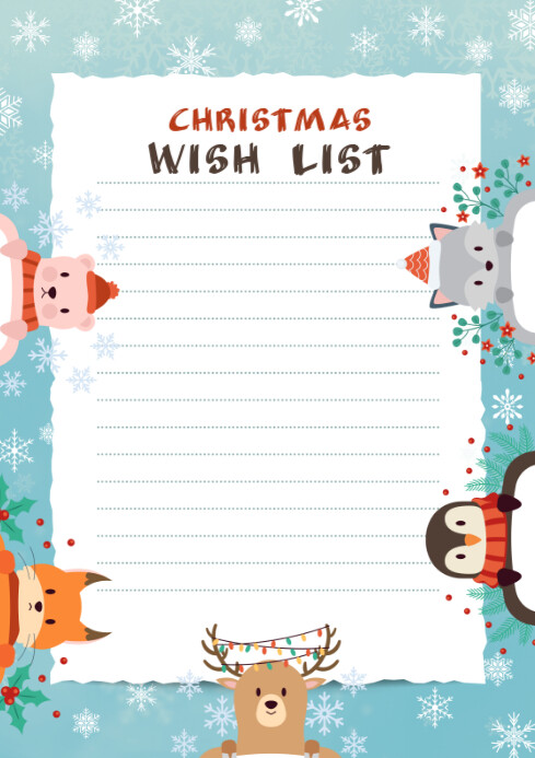 Illustrative Christmas Wish List A4 Template | PosterMyWall