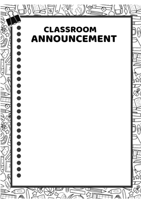 Illustrative Classroom Announcement A4 Template | PosterMyWall