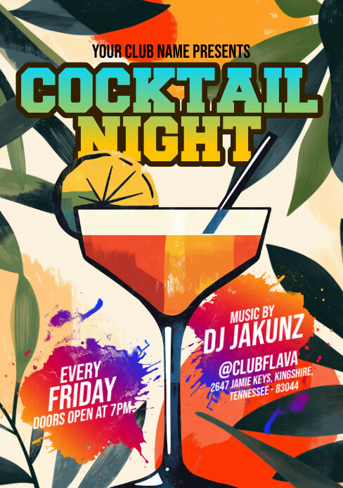 Illustrative Cocktail A5 Template | PosterMyWall