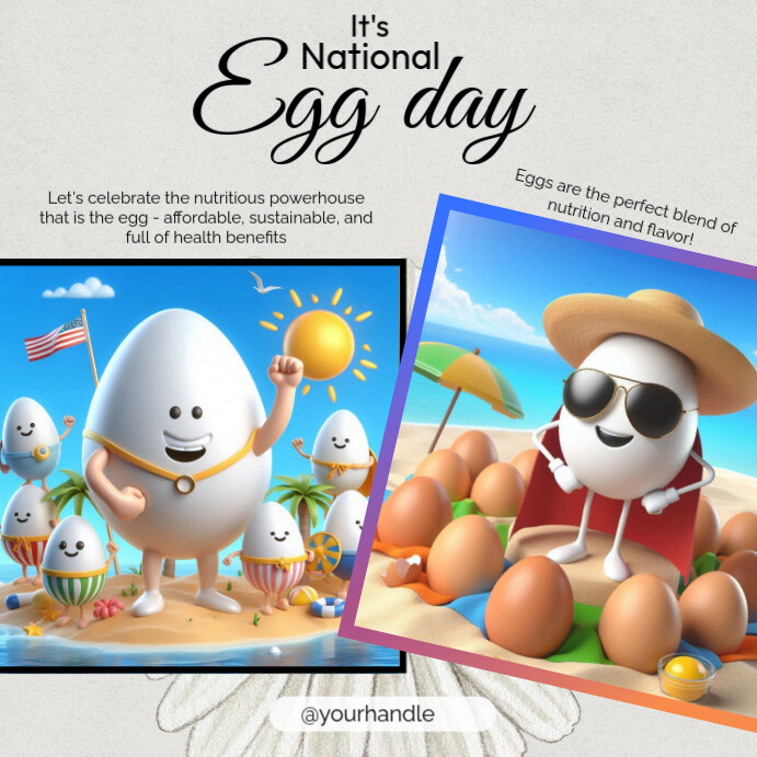 Illustrative collage It's National Egg Day Instagram Post Template ...