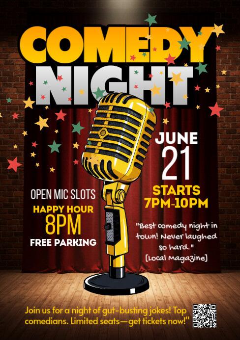 Illustrative Comedy Night A5 Template | PosterMyWall