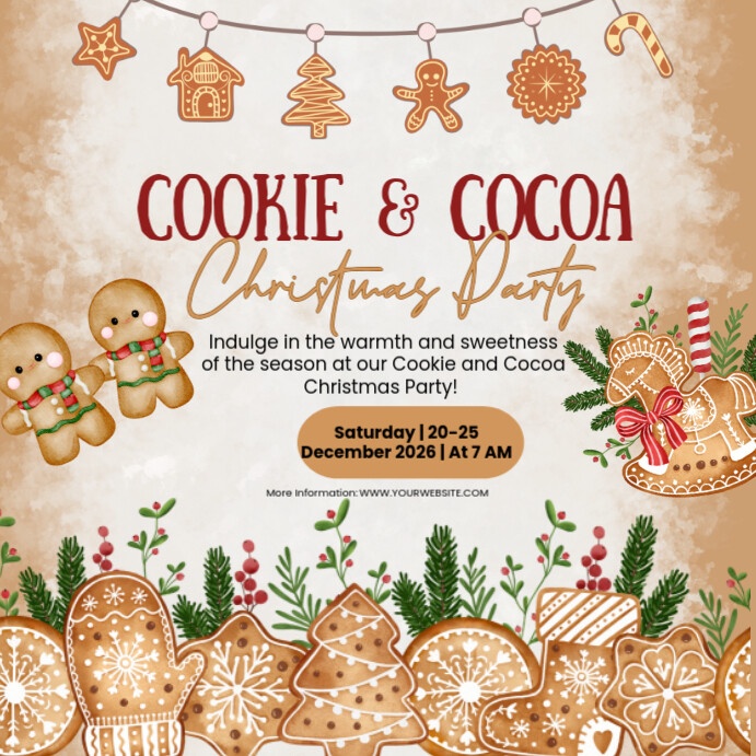 Illustrative Cookie & Cocoa Christmas Party Instagram Post Template ...