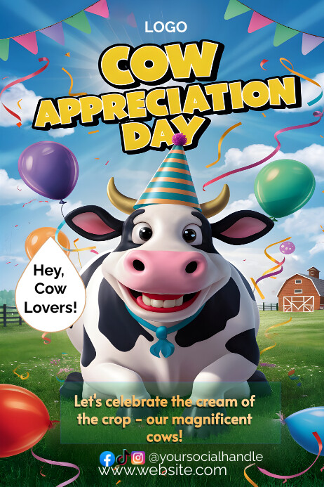Illustrative Cow Appreciation Day Poster Template | PosterMyWall