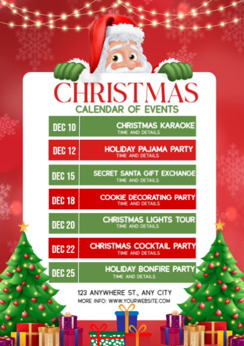Modèle Illustrative December Calendar Of Event A2 | PosterMyWall