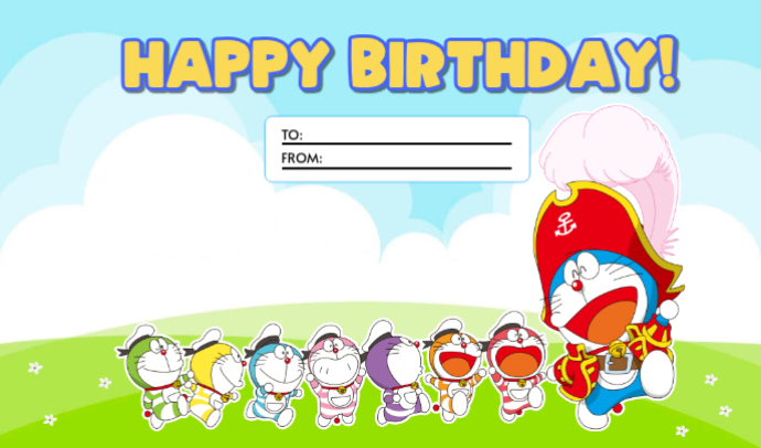 Plantilla de illustrative doraemon theme birthday gift tags | PosterMyWall