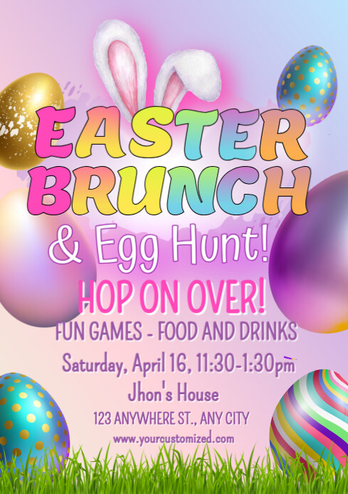 Illustrative Easter Brunch A4 Template | PosterMyWall