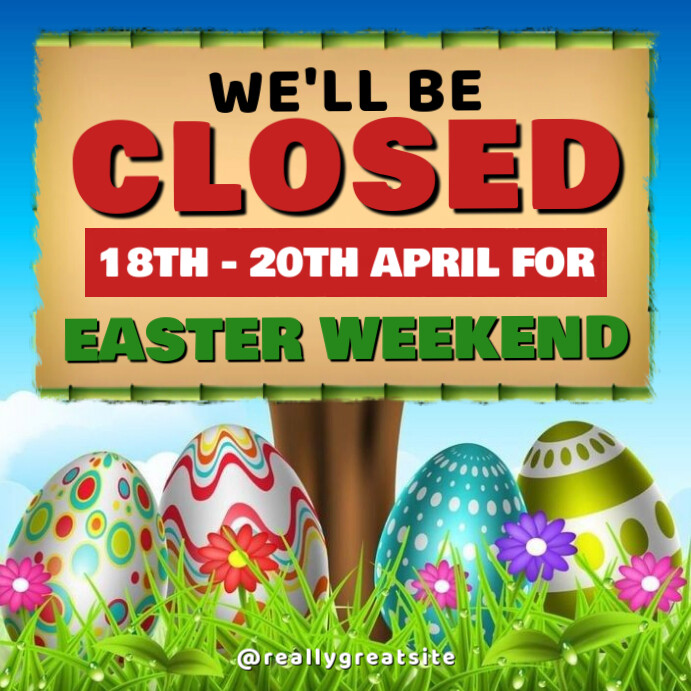 Illustrative Easter Business Closure Notice Instagram Post Template | PosterMyWall