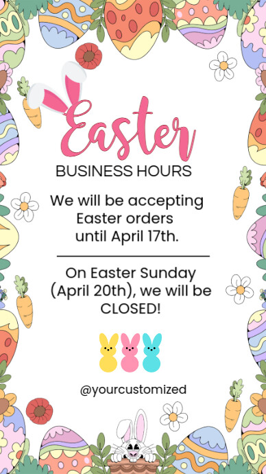 Illustrative Easter Holiday Business Hours Instagram Story Template ...