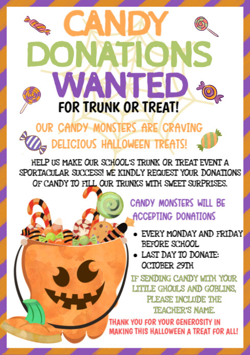 Copy of Illustrative Editable Candy Donation Flyer A4 | PosterMyWall