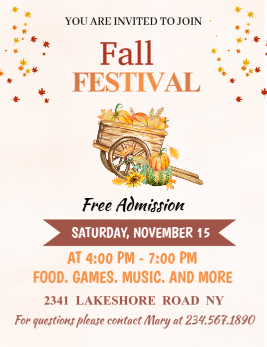 Illustrative Editable Fall Festival Invitation Flyer (us Letter ...