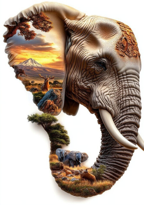 Illustrative Elephant Wall Art Design A4 Template | PosterMyWall