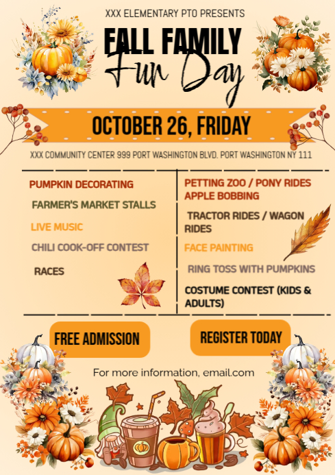 Illustrative Fall Family Festival Invitation A4 Template | PosterMyWall