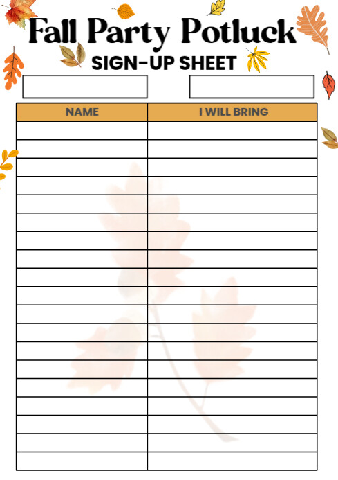 Copy of Illustrative Fall Party Potluck Signup Sheet A4 | PosterMyWall