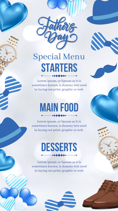Illustrative Father's Day Menu Digital Displa Template | PosterMyWall