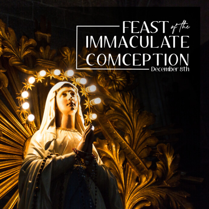 Illustrative Feast Of The Immaculate Conception Instagram Post Template ...