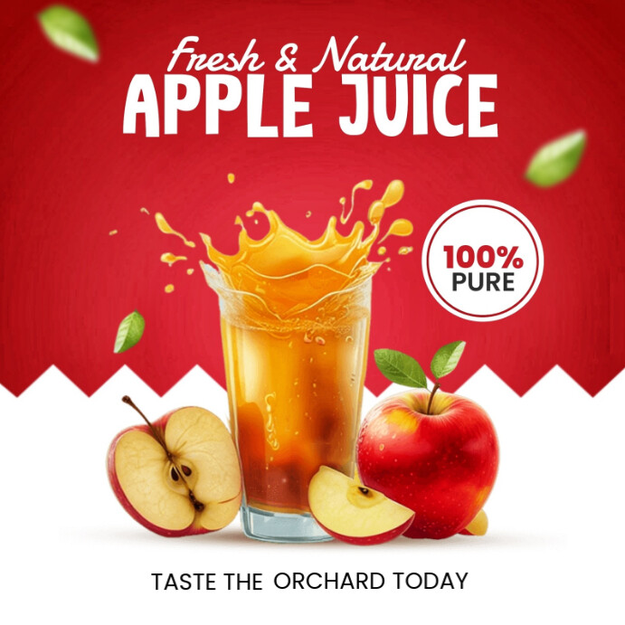 Illustrative Fresh And Natural Apples Juice Instagram Post Templat | PosterMyWall