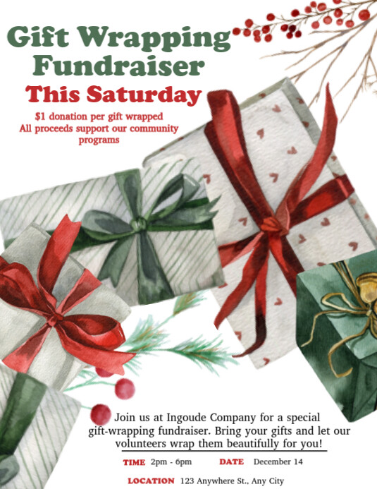 Illustrative Gift Wrapping Christmas Flyer (us Letter) Template ...