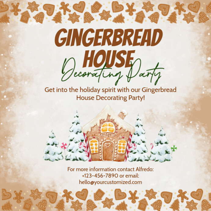 Copy of Illustrative Gingerbread House Decorating Party Instagram Post ...