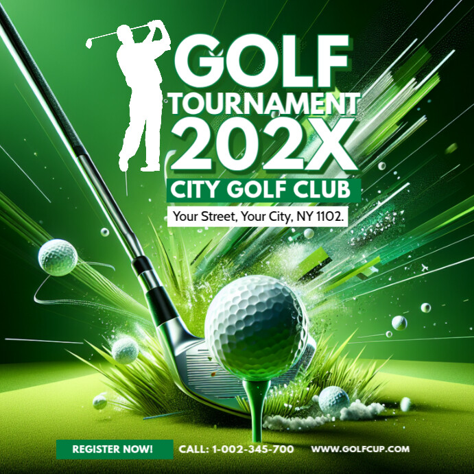 Illustrative Golf Tournament Instagram Post Template | PosterMyWall