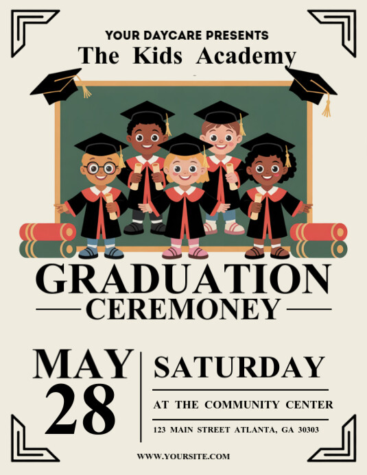 Illustrative Graduation Flyer. Kindergarten Graduation. Daycare. Pre-k ...