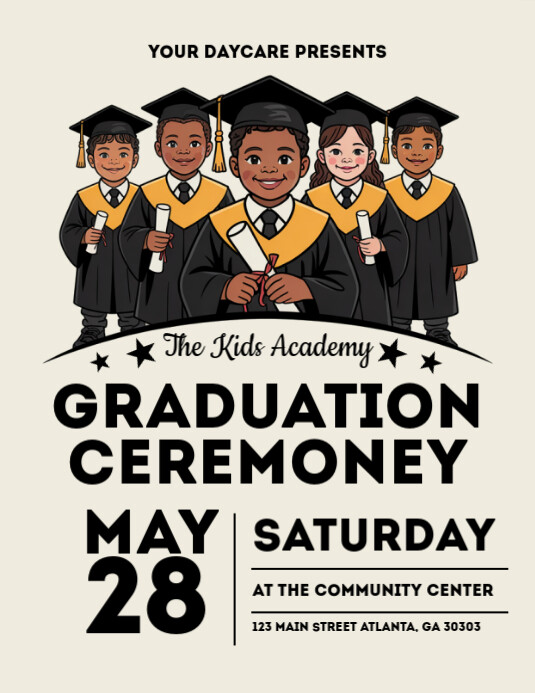 Illustrative Graduation Flyer. Kindergarten Graduation. Daycare. Pre-k ...