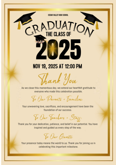 Illustrative Graduation Program Ceremony Invitation Card A4 Template | PosterMyWall