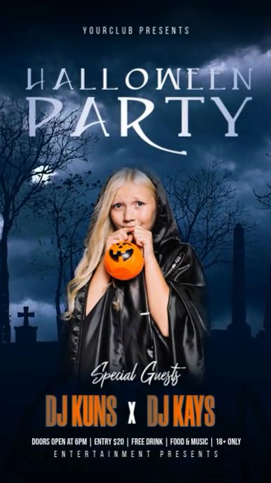 Illustrative Halloweem Party Instagram Reel Template | PosterMyWall